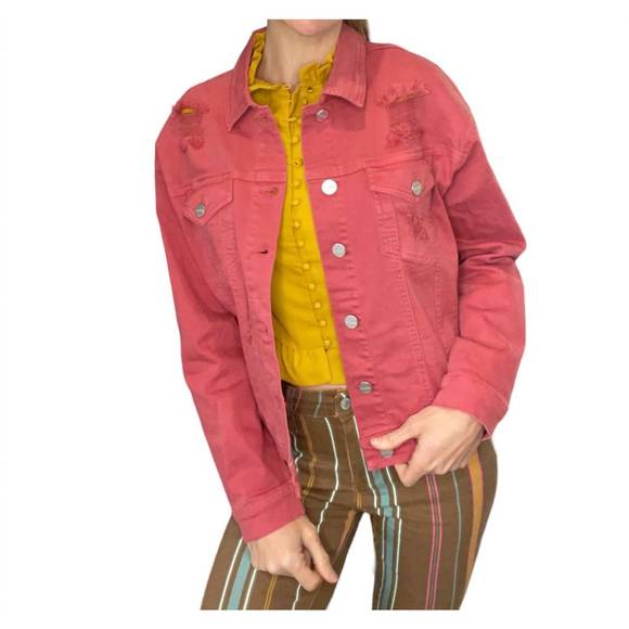 Risen Jeans | Jackets & Coats | New Risen Denim Jacket In Red | Poshmark